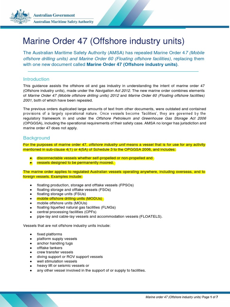 Marine Order 47 combines two offshore orders | PDF | Oil Tanker | Ships