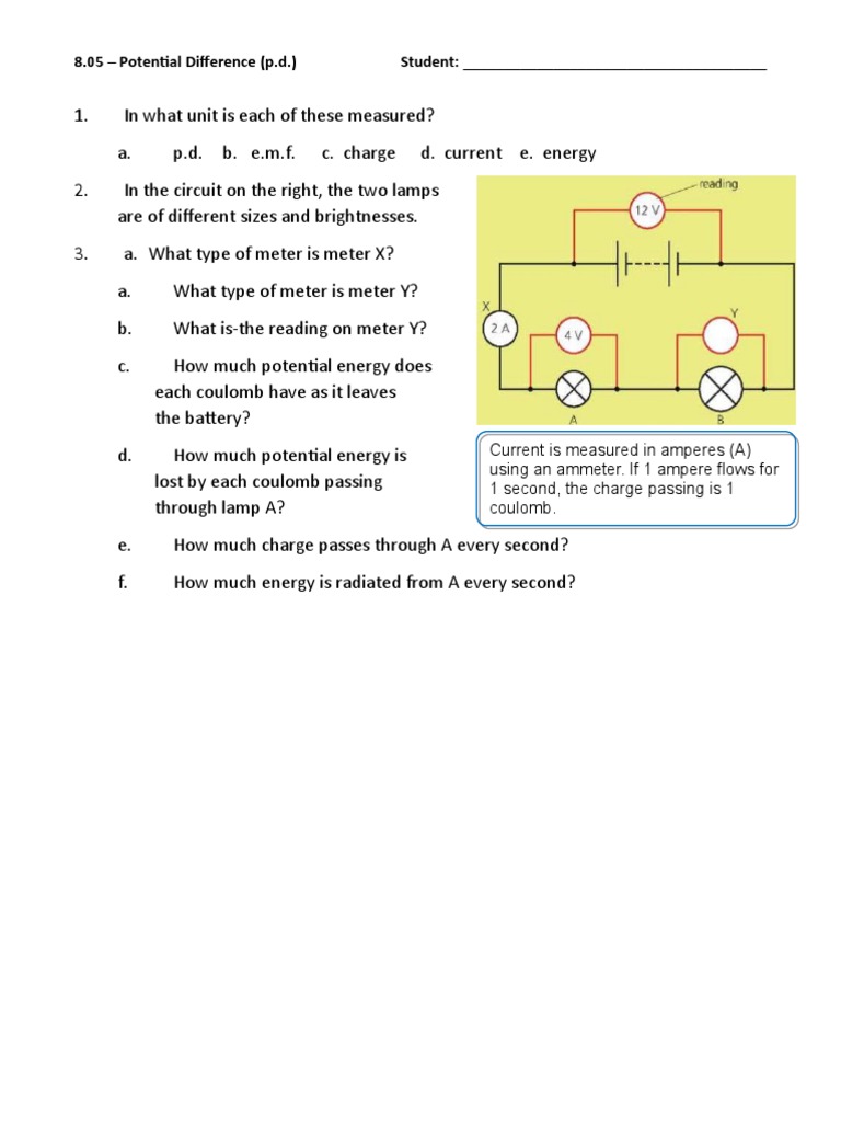 8.05 Potential Difference (P.D.) | PDF