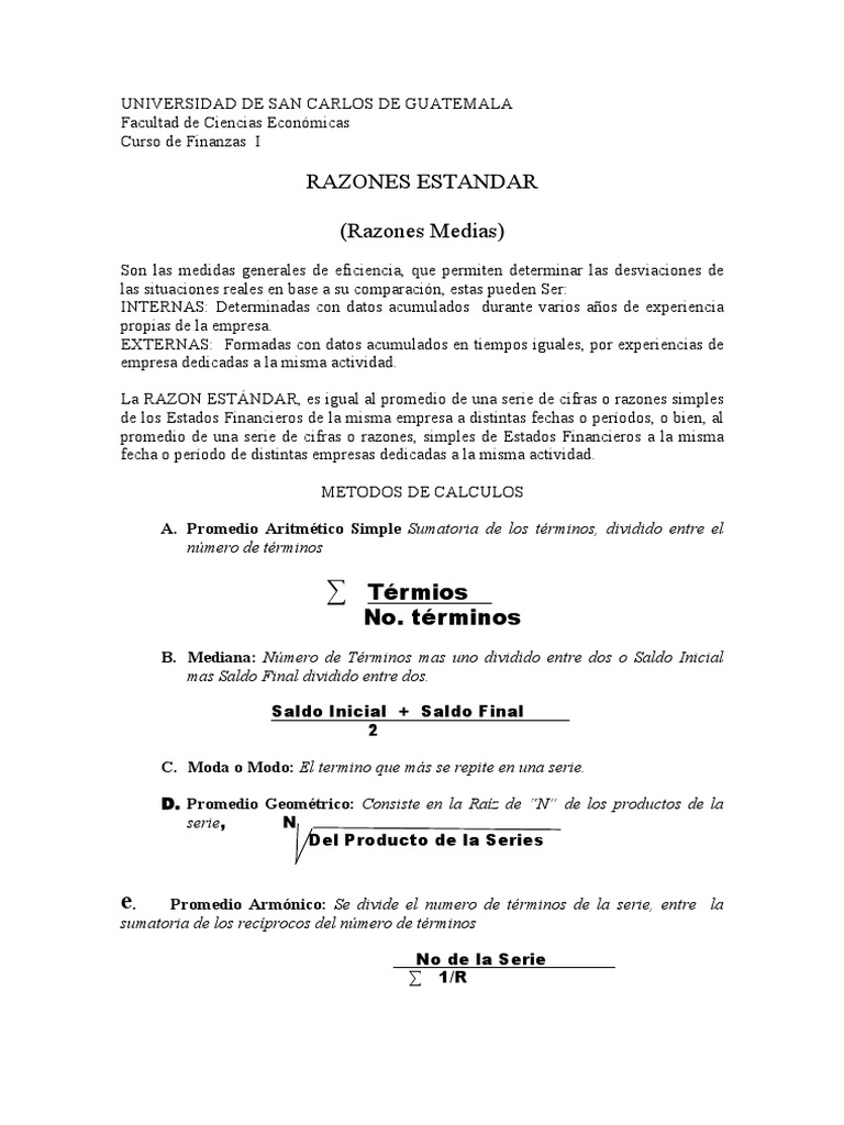 Teoría Razones Estándar | PDF | Economias | Business