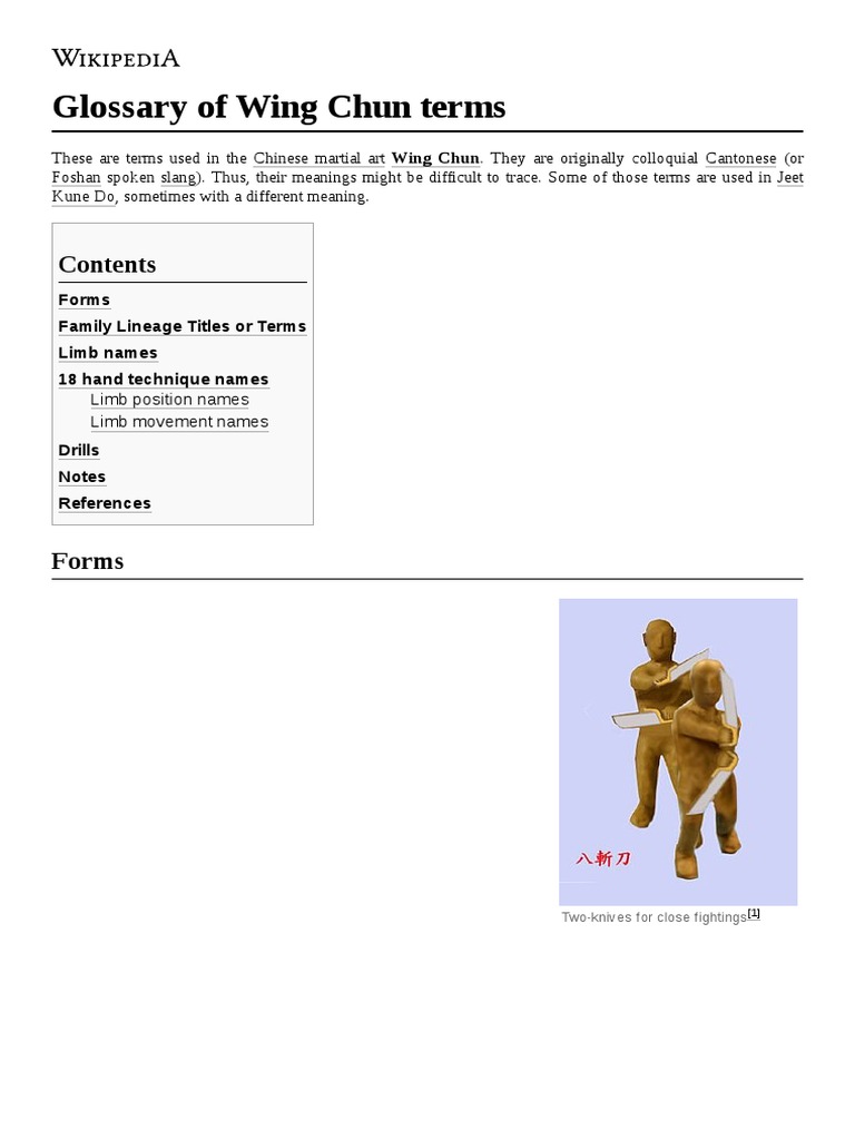 Glossary of Wing Chun Terms | PDF | Wing Chun | East Asian Martial Arts