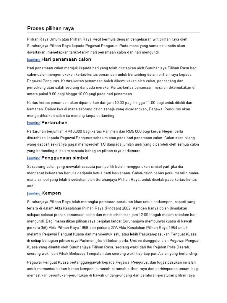 Proses Pilihan Raya | PDF