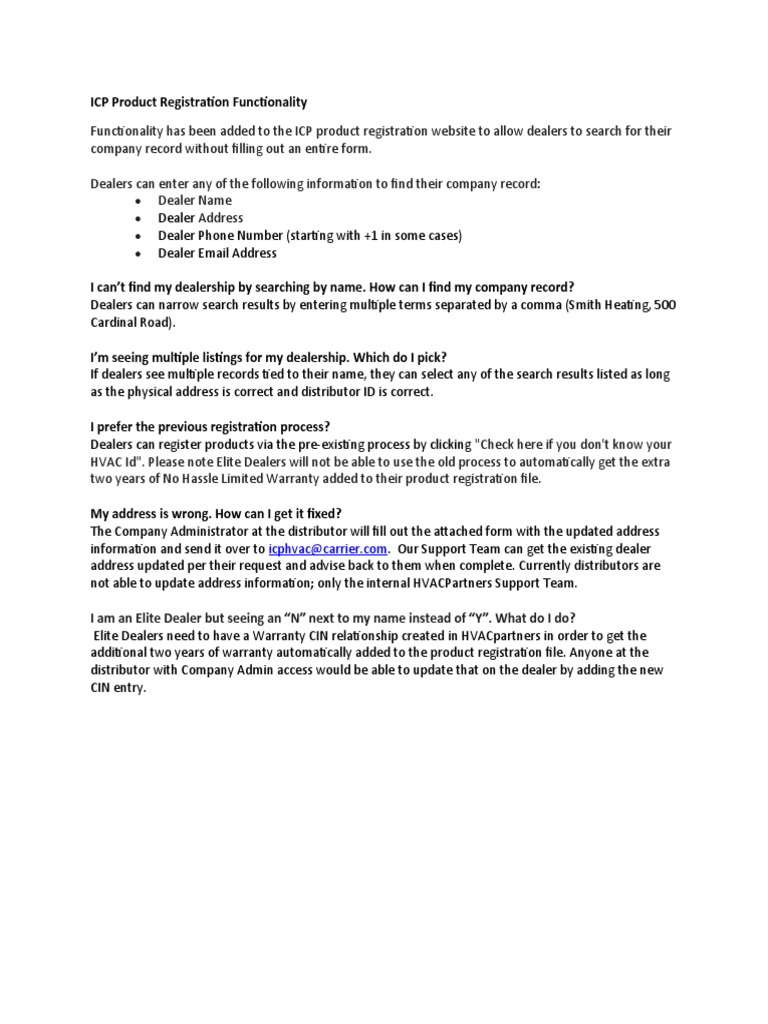 ICP Product Registration Functionality | PDF | Career & Growth | Business