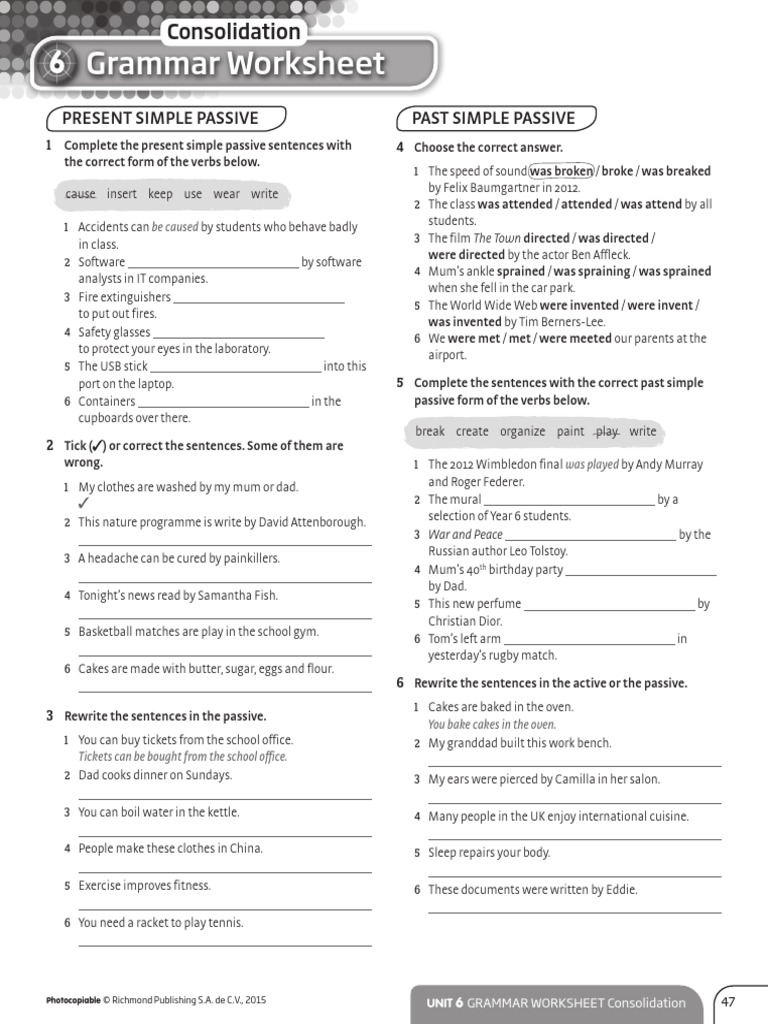 Achievers B1 Grammar Worksheet Consolidation Unit 6 | PDF | Cakes | Foods