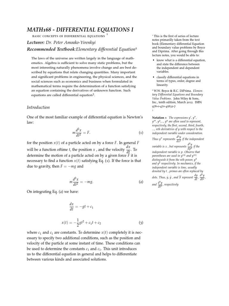 1-0-Basic Concepts - of Differential Equations | PDF | Ordinary ...