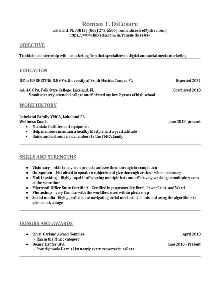 Resume Roman Dicesare | PDF