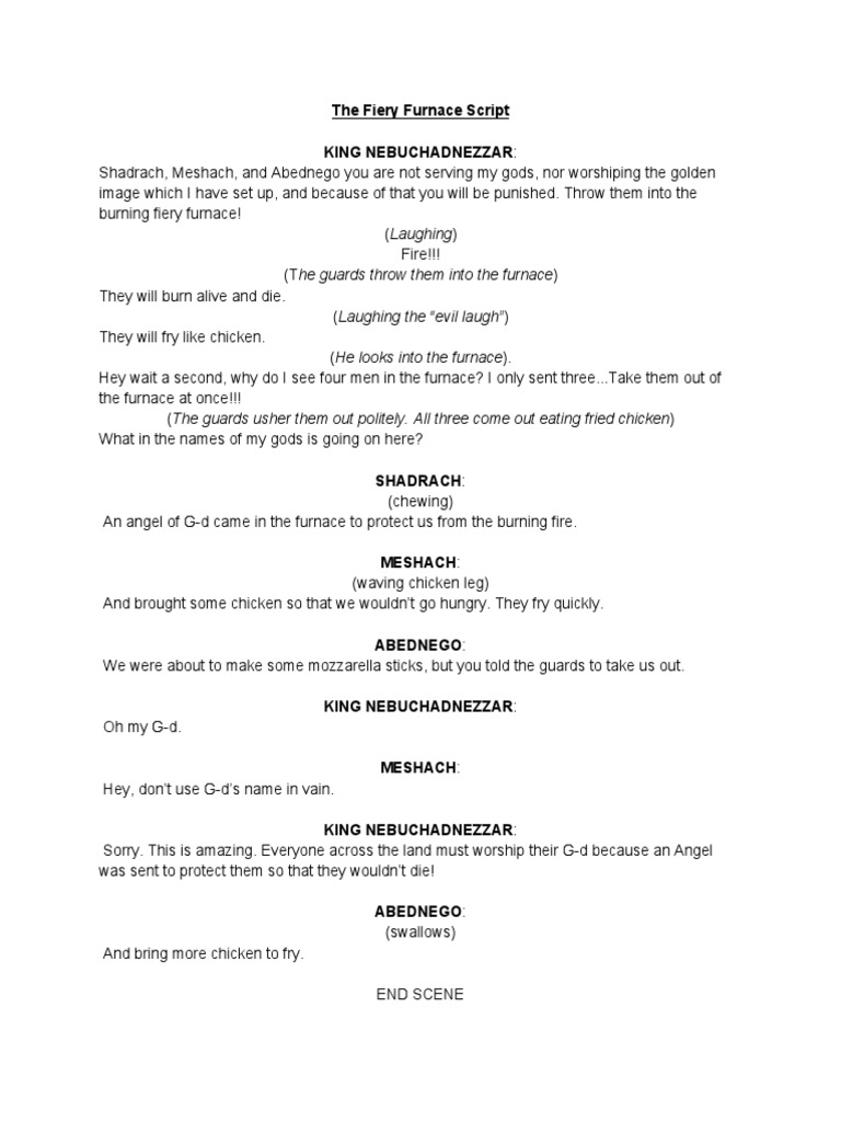 The Fiery Furnace Script | PDF