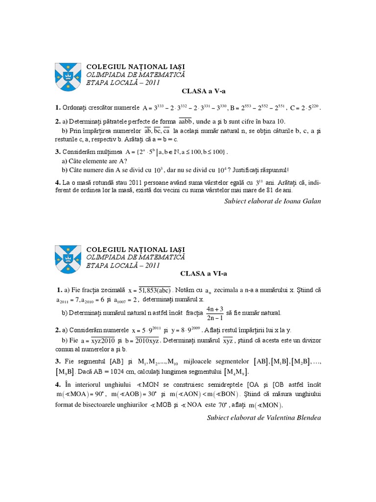 OLM 2011 Enunturi | PDF