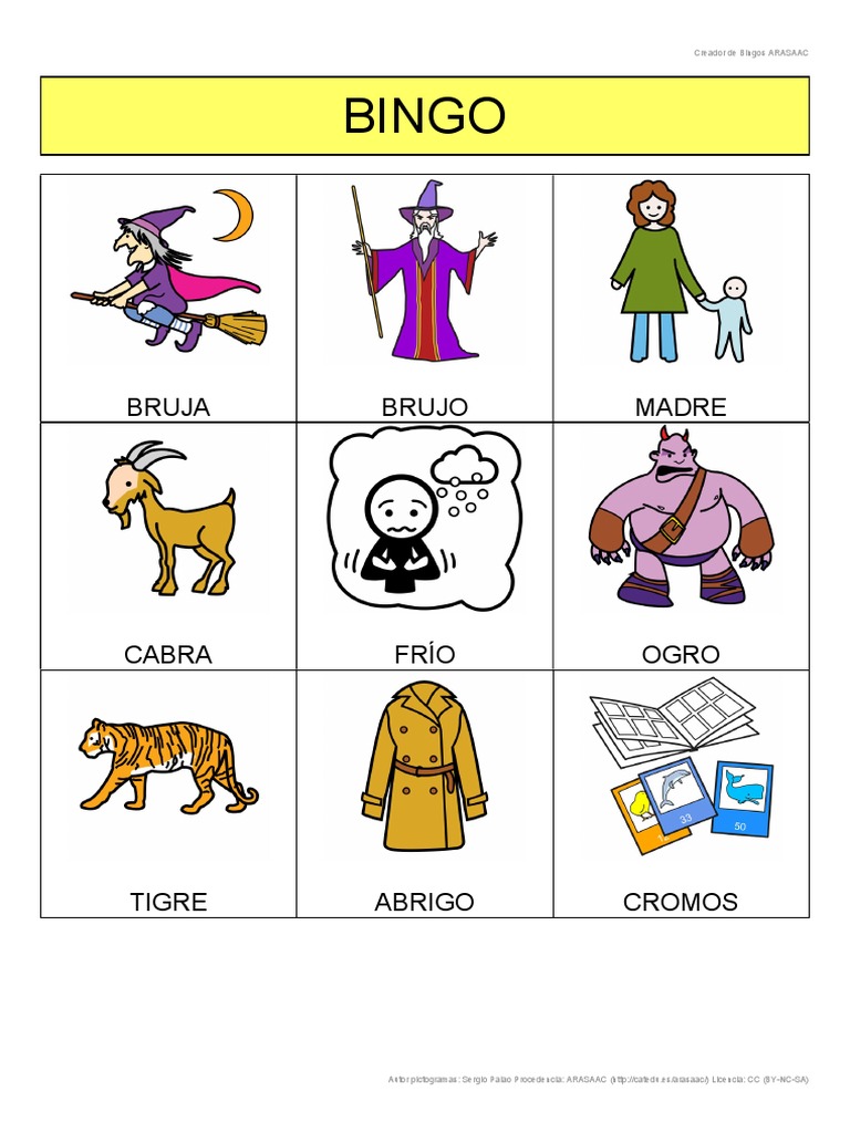 Bingo de Sinfones con R ARASAAC | PDF