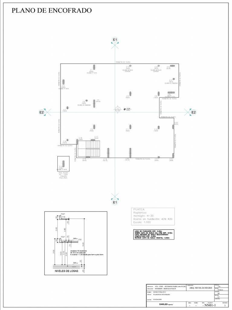 01.1 - Plano Encofrado Fundaciones | PDF