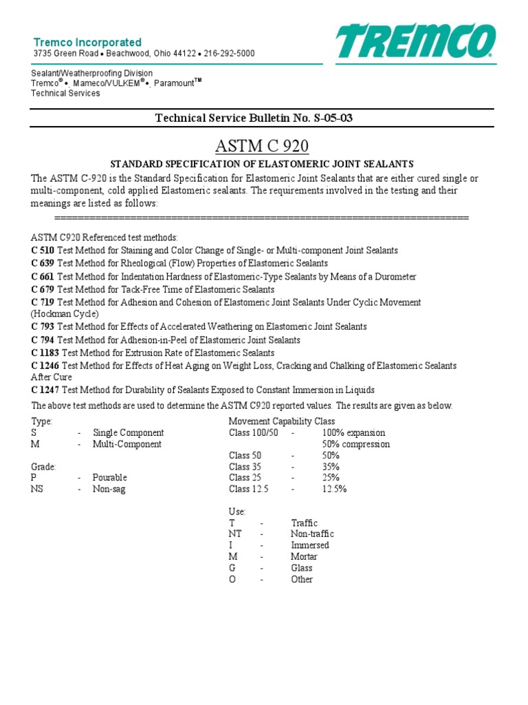 Bulletin ASTM C 920 | Download Free PDF | Materials Science | Civil ...