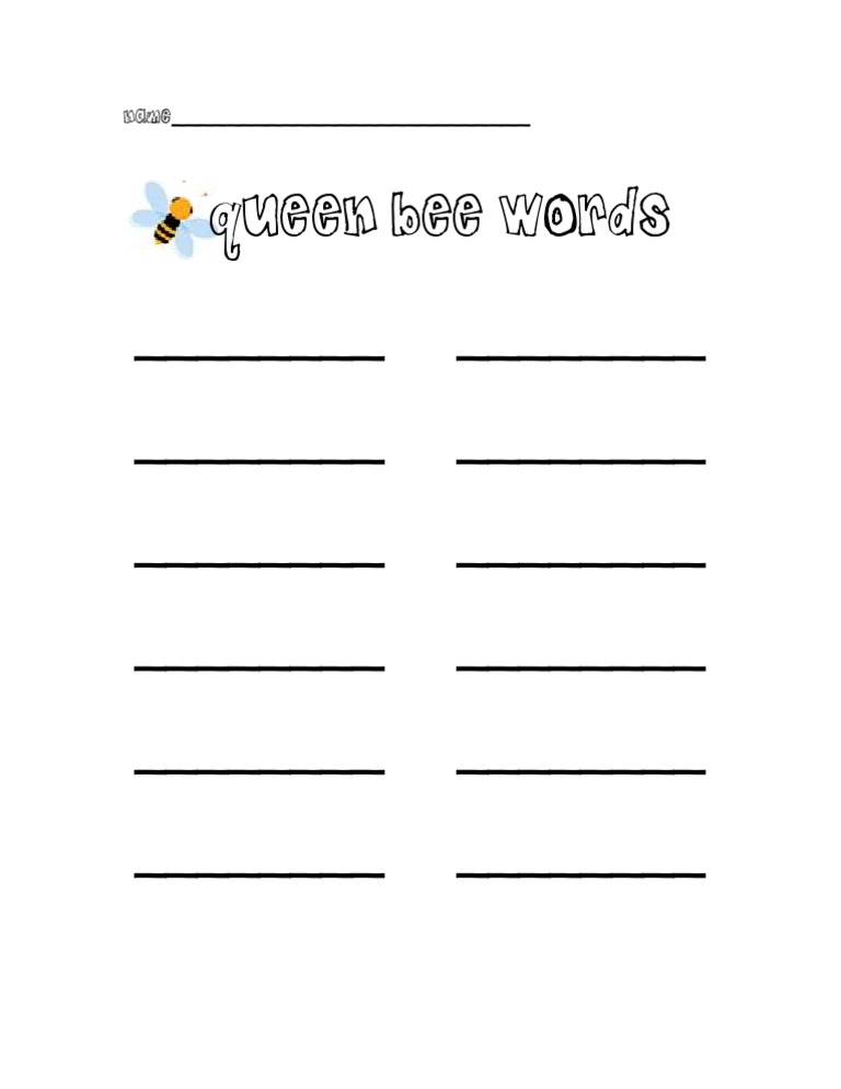 Queen Bee Words List | PDF