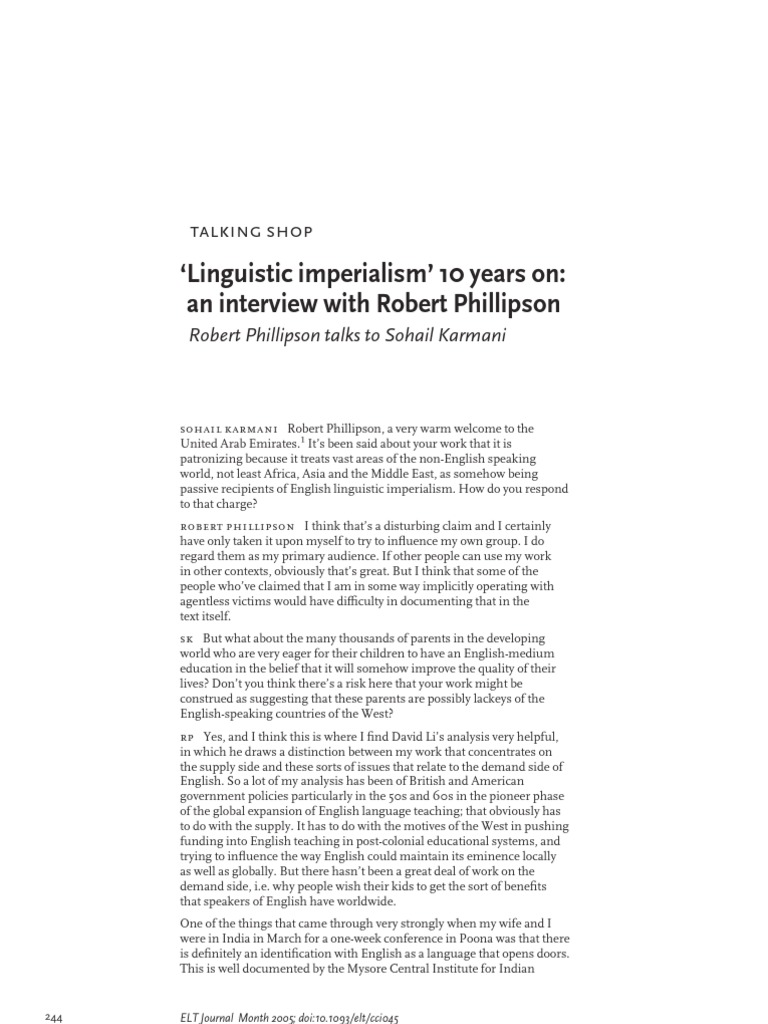 An Interview With Phillipson | PDF | Imperialism | English Language