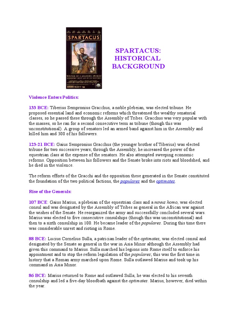 Spartacus: Historical Background: Violence Enters Politics: 133 BCE ...