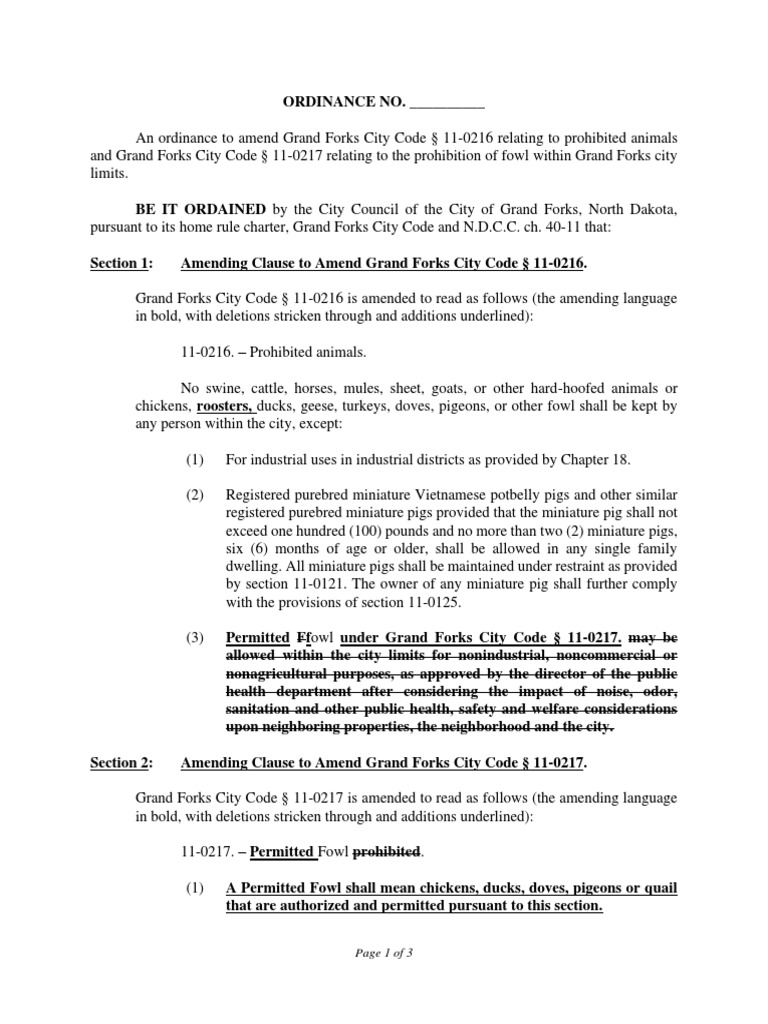 July 19 2021 Grand Forks Revised Chicken Ordinance | PDF | Common Law ...