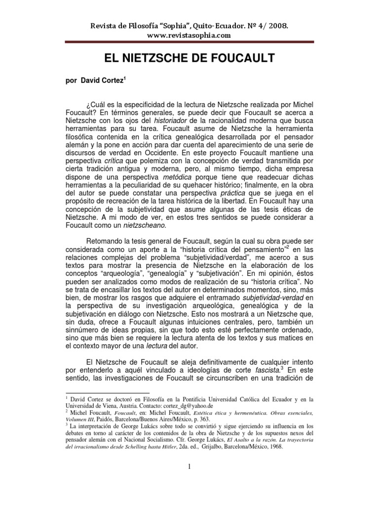 Foucault y Nietzsche: Lectura Crítica | PDF | Michel Foucault ...