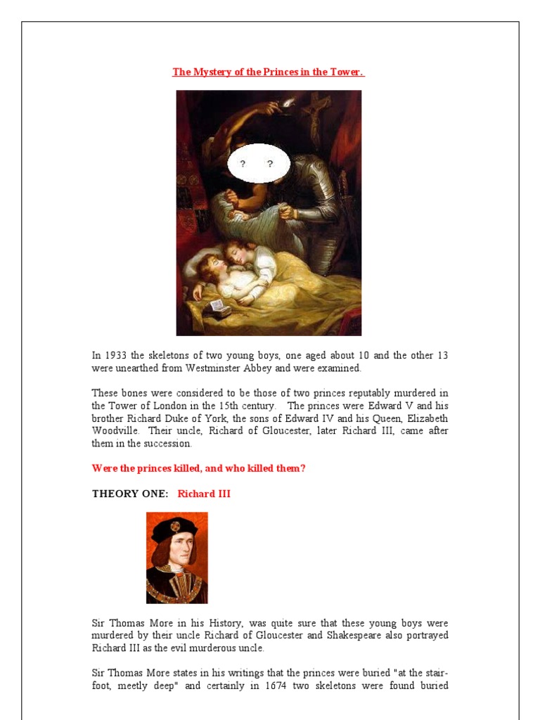 The Mystery of The Princes in The Tower | PDF | Richard Iii Of England ...