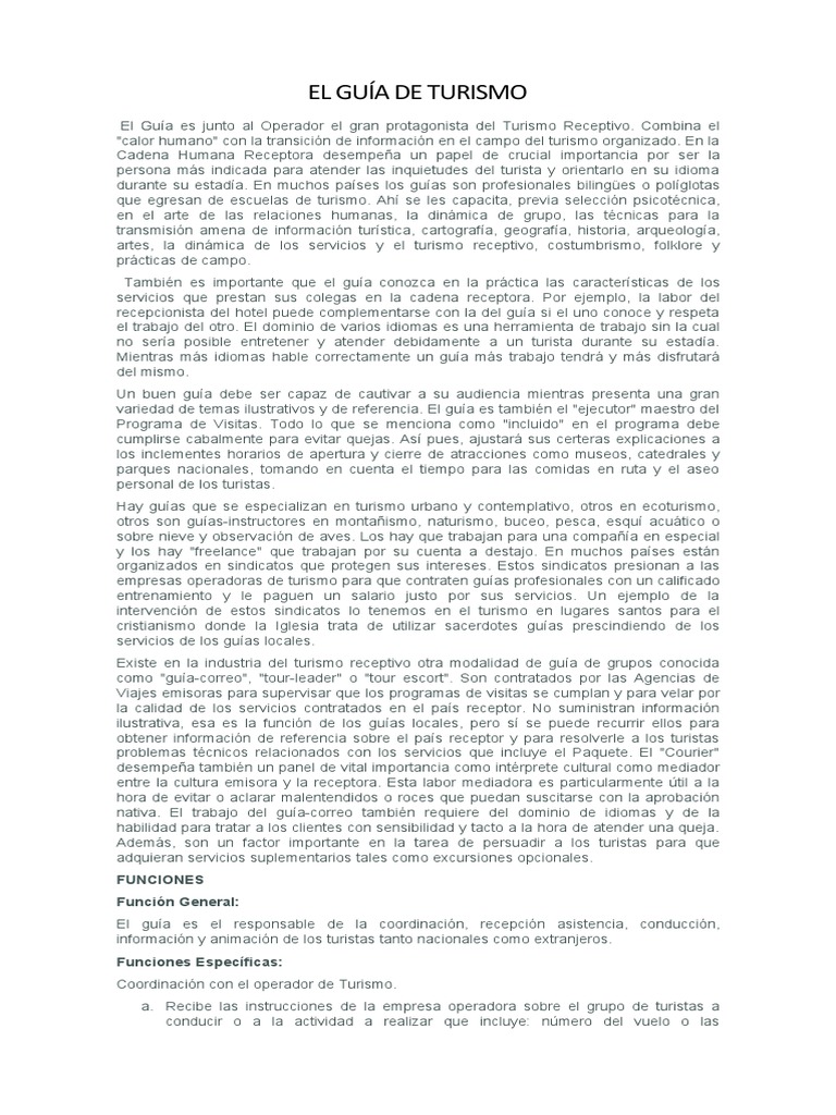 El Guía de Turismo | PDF | Turismo | Turismo y Ocio