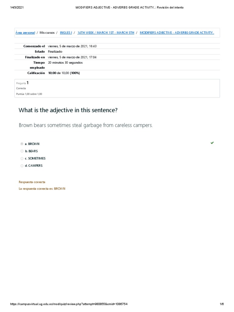 Adjective and Adverb Quiz Activity | PDF | Adverb | Lexical Semantics