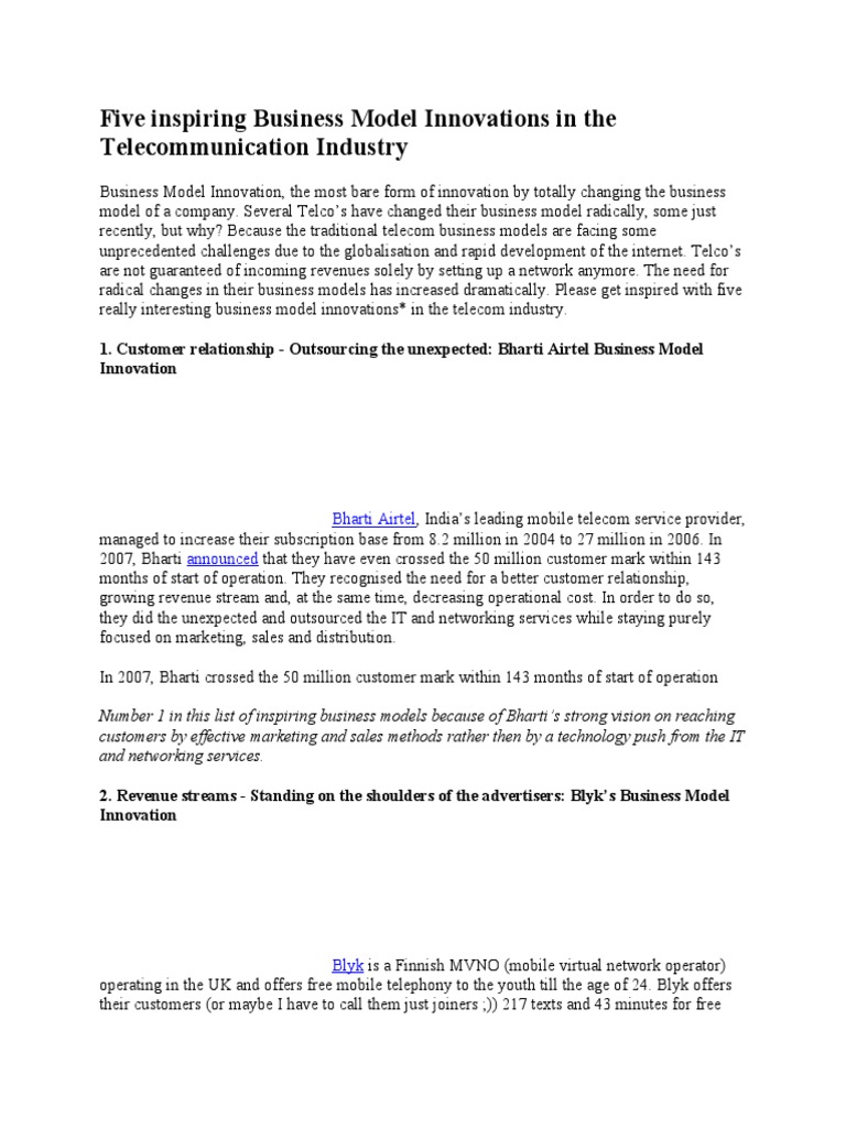 Telecom Business Model Innovations | PDF | Business Model | Tencent