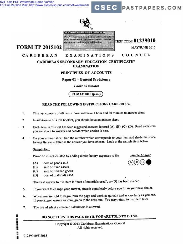 June 2015 p1 (With Answers) | PDF | Debits And Credits | Bookkeeping