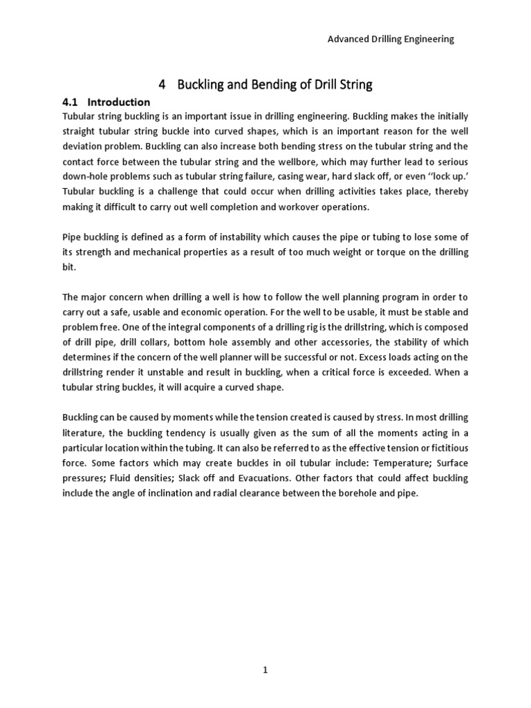 Buckling and Bending of Drill String-1 | PDF | Casing (Borehole) | Buckling