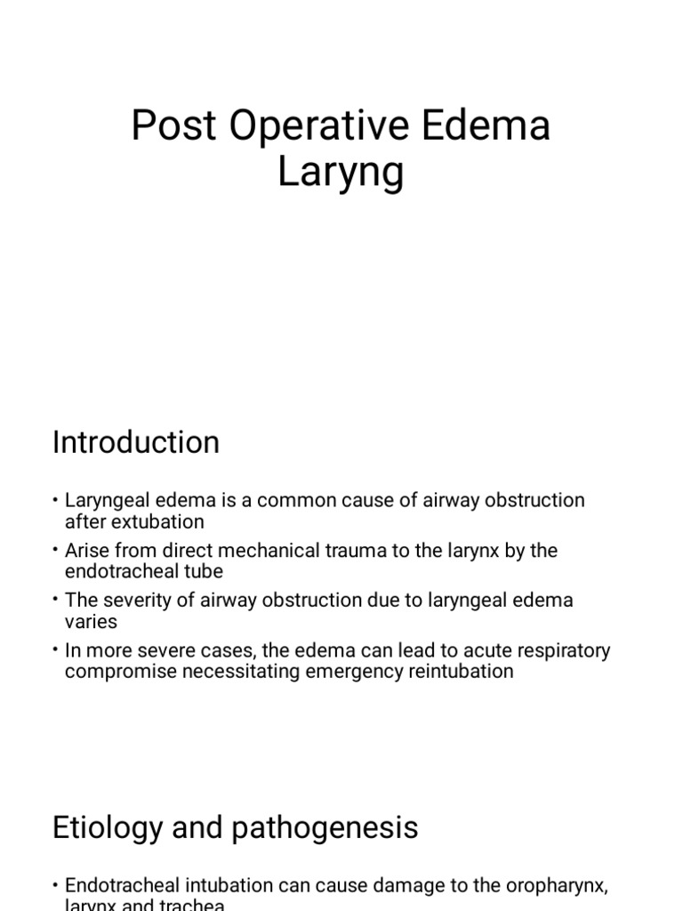 Post Operative Edema Laryng | PDF | Respiratory System | Clinical Medicine
