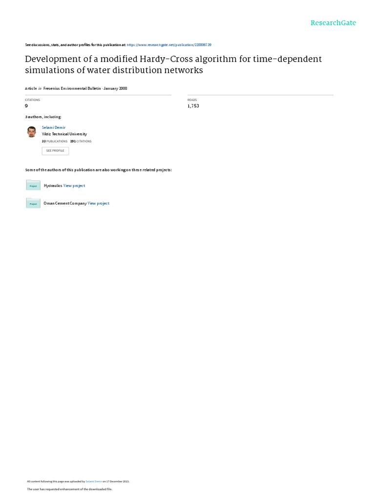 Development of A Modified Hardy-Cross Algorithm Fo | PDF | Simulation ...