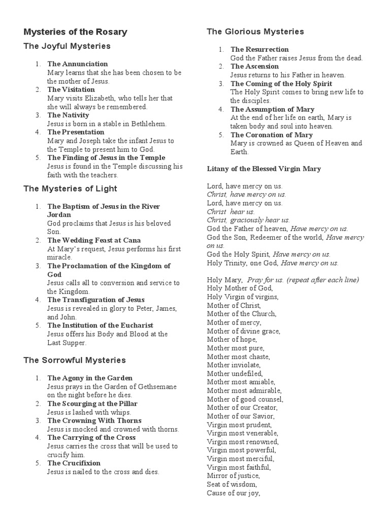 Mysteries of The Rosary | Download Free PDF | Rosary | Jesus