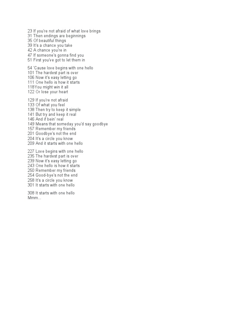 One Hello Lyrics | PDF