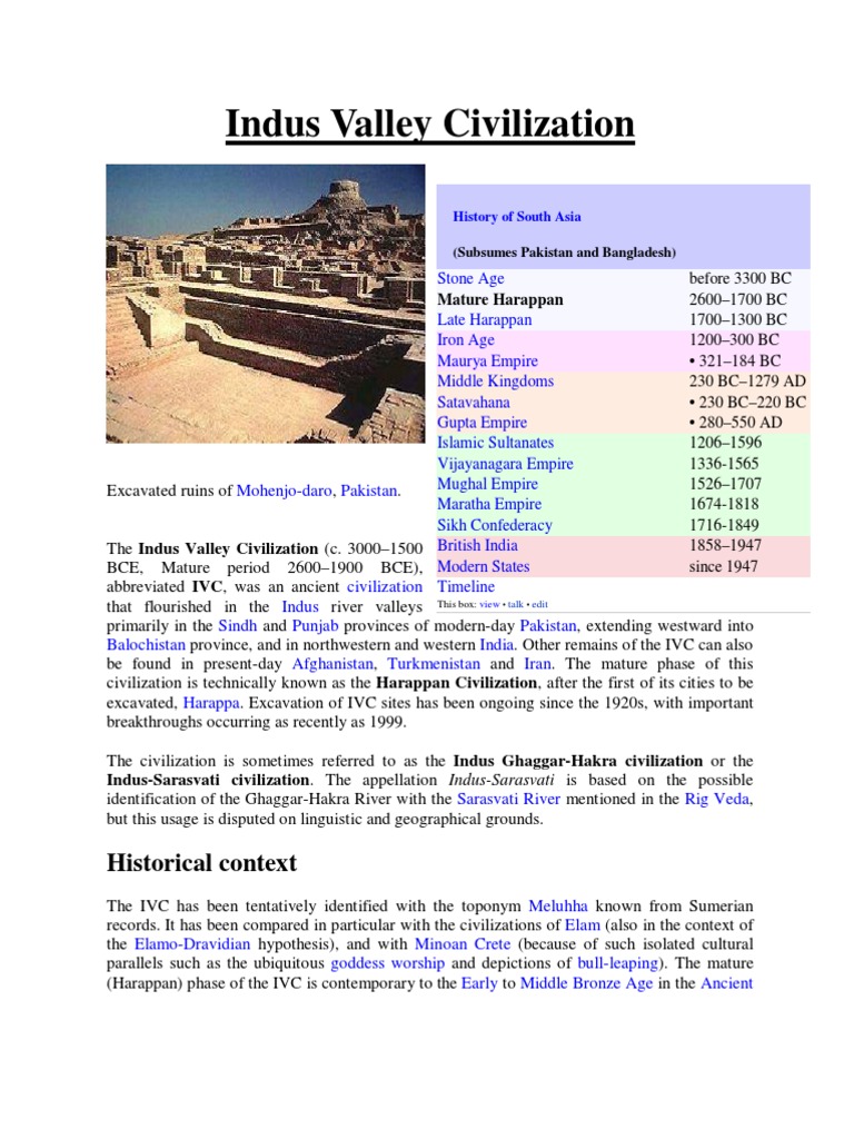 Indus Valley Civilization Timeline | PDF | Archaeology
