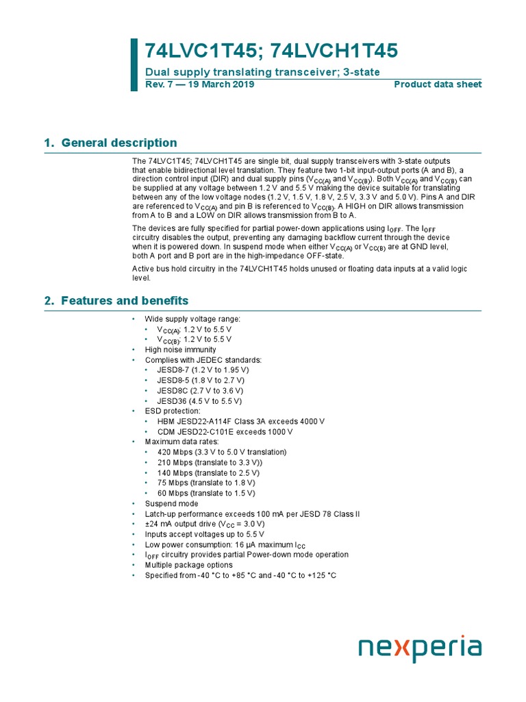74LVC1T45 74LVCH1T45: 1. General Description | PDF | Computer ...