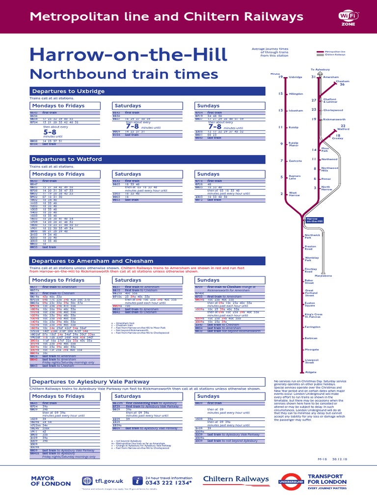 Northbound Train Times: Harrow-on-the-Hill | PDF | England | Rail Transport