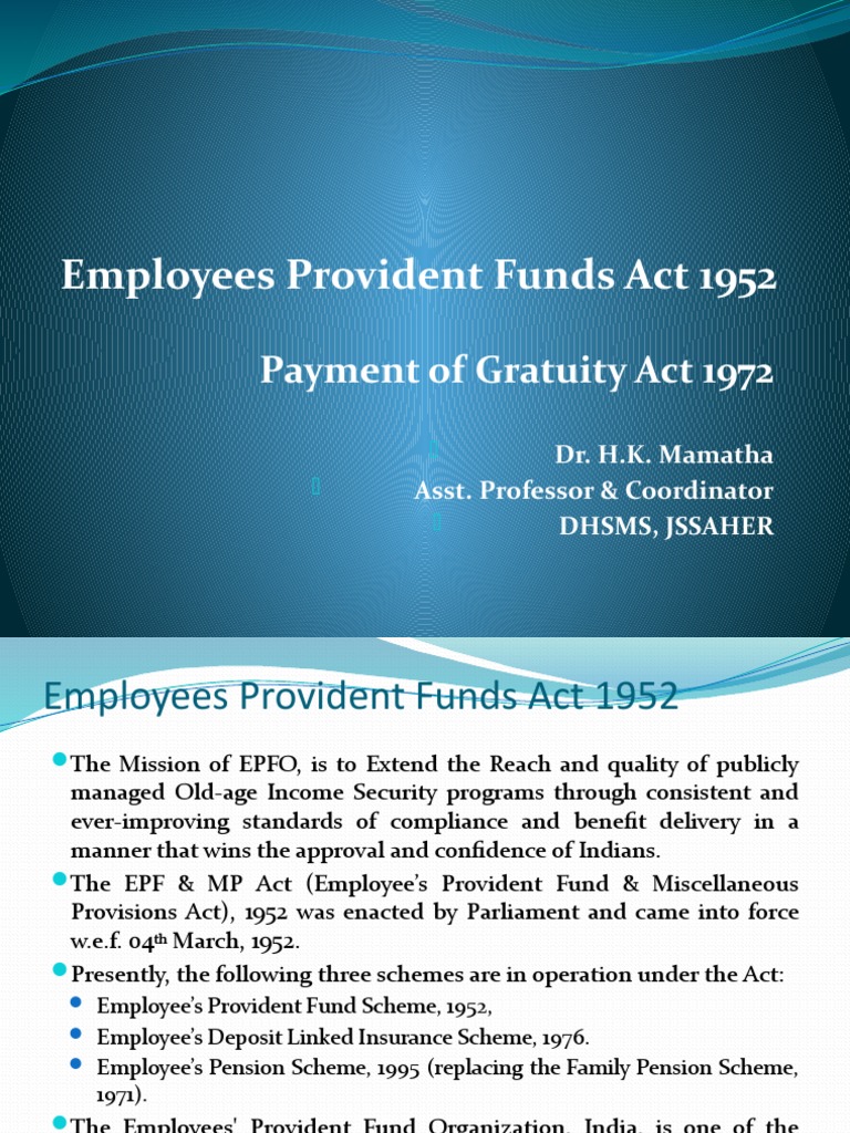 Employees Provident Funds Act 1952: Payment of Gratuity Act 1972 | PDF ...