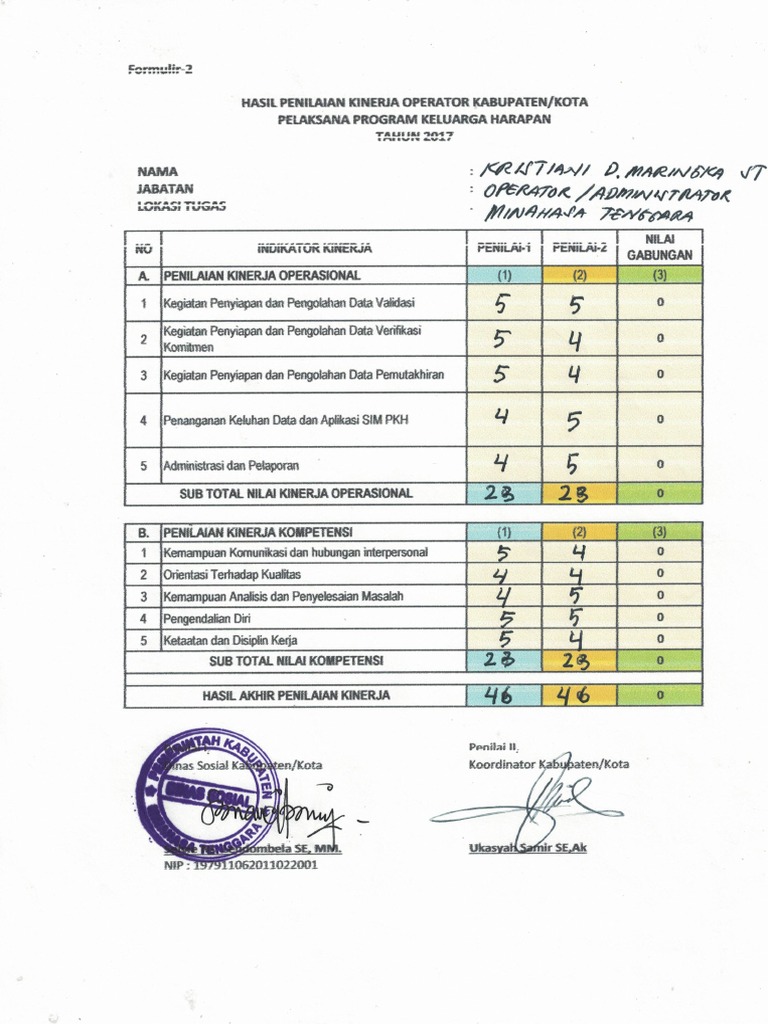 Formulir Penilaian Operator | PDF