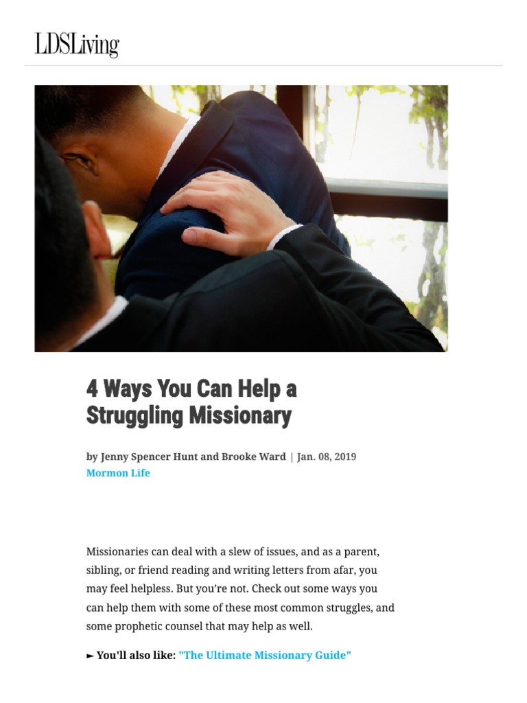 4 Ways You Can Help A Struggling Missionary - LDS Living | PDF | The ...