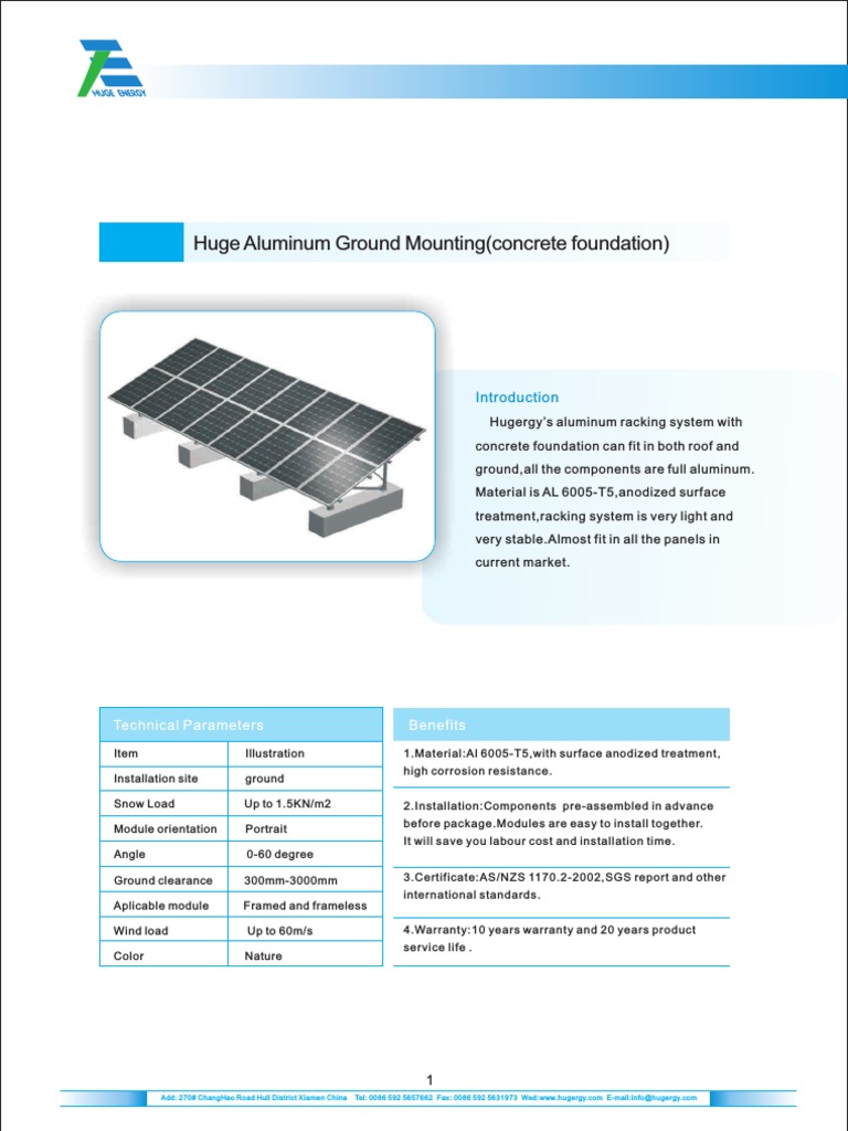 Huge Energy Solar Moounting Catalogue 2016 | PDF | Roof | Pipe (Fluid ...