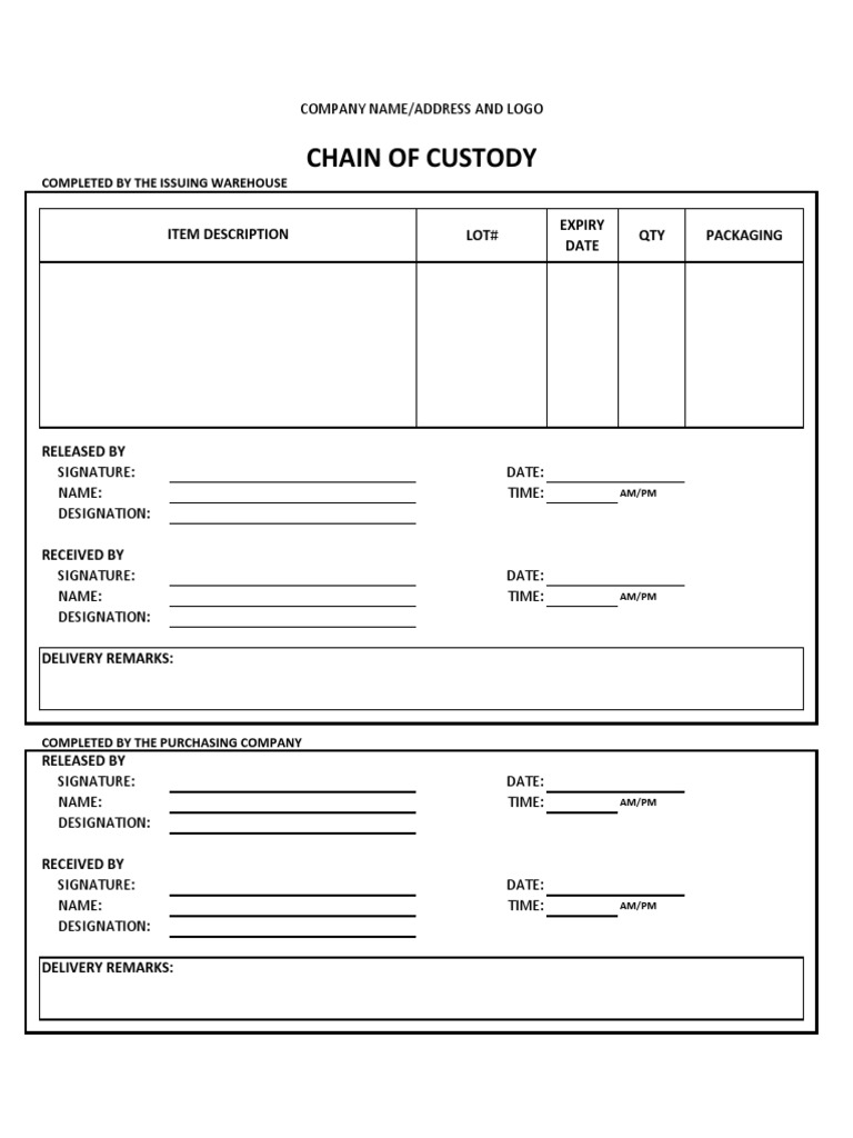 Chain of Custody - RDT Kits | PDF