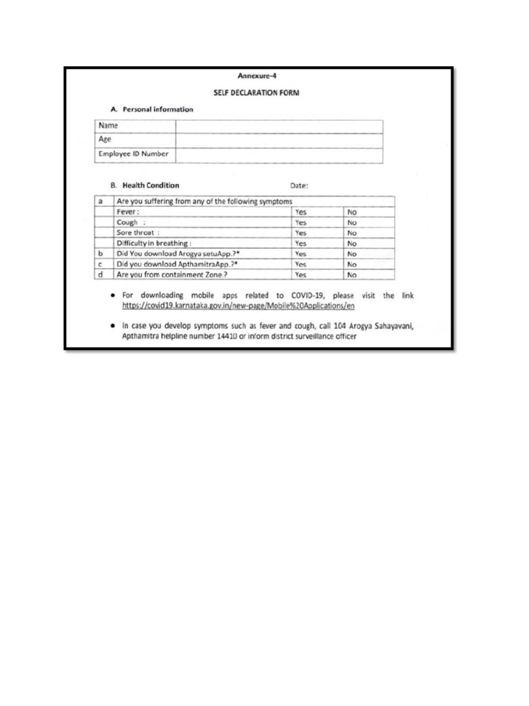 Employee Self Declaration | PDF