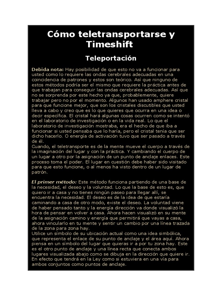 Cómo Teletransportarse y Timeshift | PDF | Teletransportación | Mente