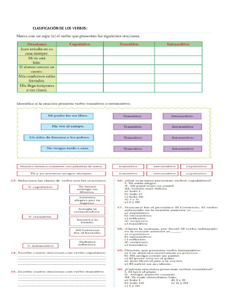 Clasificación De Los Verbos Pdf
