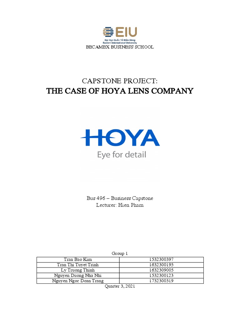 The Case of Hoya Lens Company: Capstone Project | PDF | Glasses ...