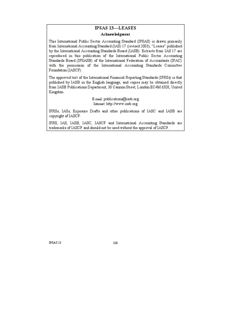 Ipsas 13 Leases | PDF | Lease | International Financial Reporting Standards