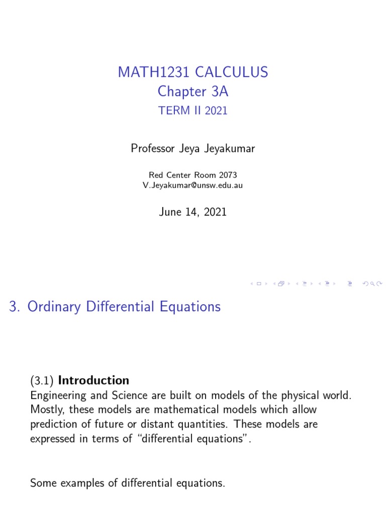 Math1231 Calculus Chapter 3A: TERM II 2021 | PDF | Ordinary ...
