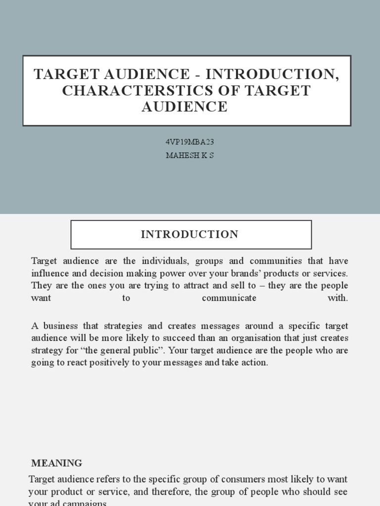 Target Audience - Introduction, Characterstics of Target Audience | PDF ...