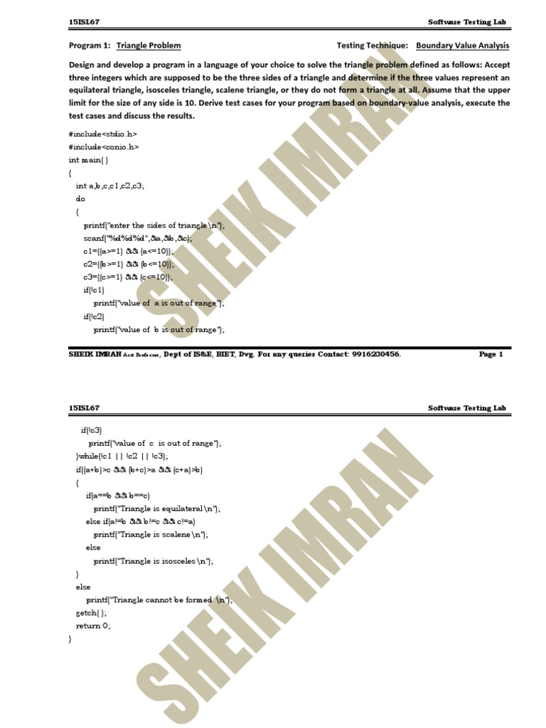 Software Testing Lab Manual | PDF | Software Testing | Triangle