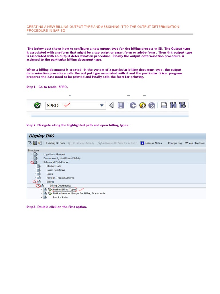 Creating A New Billing Output Type And Assigning It To The Output Determination Procedure In Sap