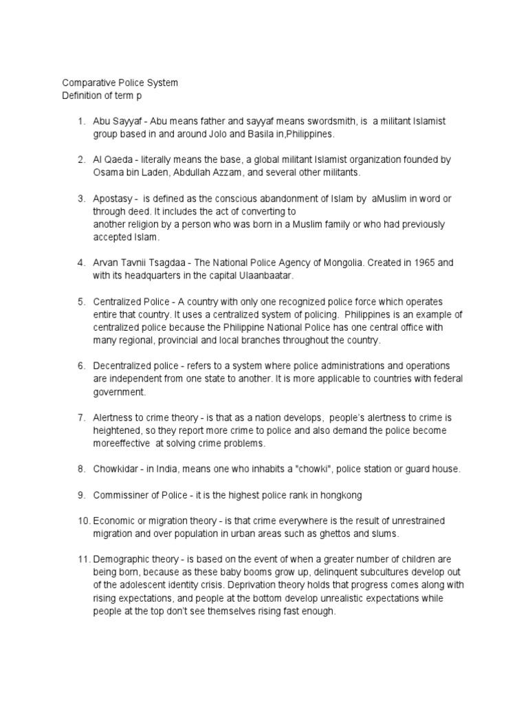 Comparative Police System | PDF | Organized Crime | Police