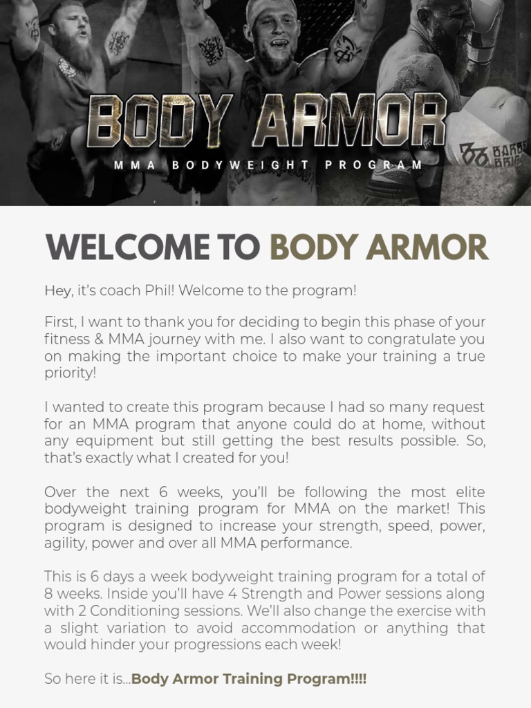 Body Armor MMA Training Program | PDF | Foot | Knee