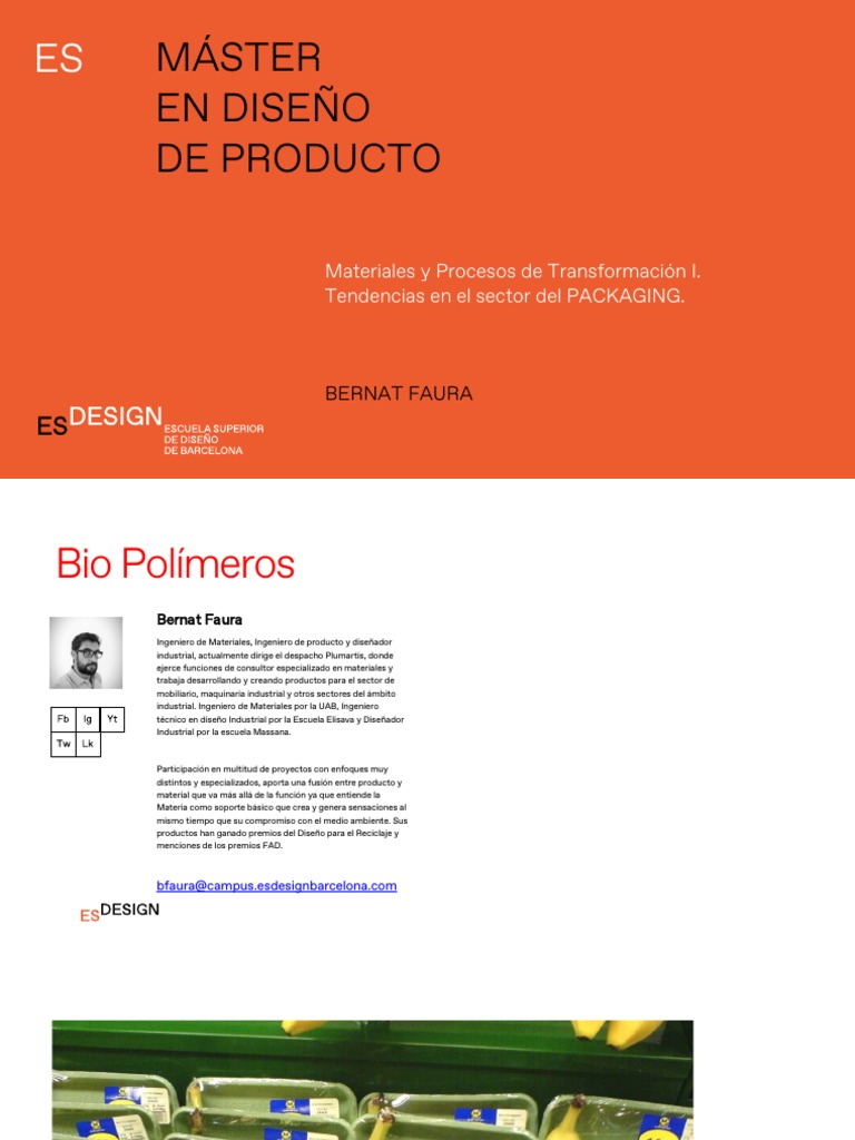 Bio Packaging - Esdesign - 2021-22 | PDF | Biodegradación | El plastico