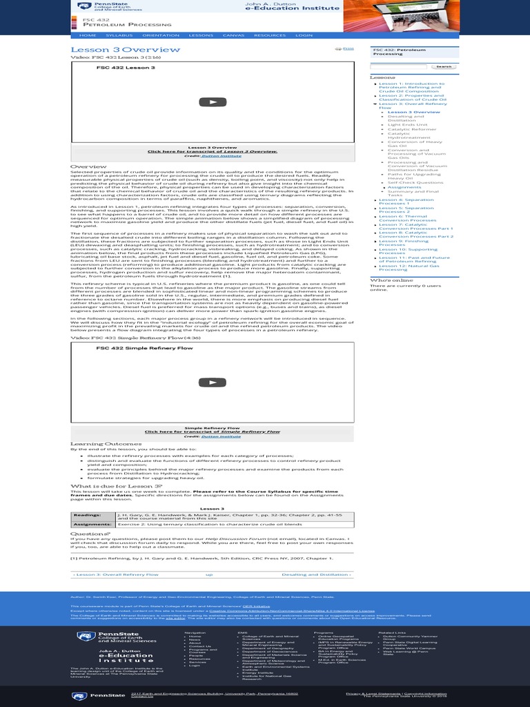Lesson 3 Overview - FSC 432 - Petroleum Refining | PDF | Gasoline ...